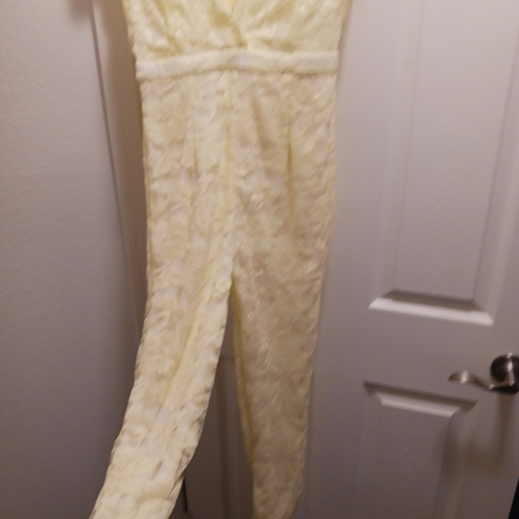 Pants & Jumpsuits | Yellow Custom Lace Jumpsuit With Lining | Poshmark